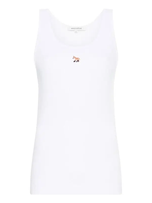 Maison Kitsuné Fox-motif Ribbed Tank Top - White