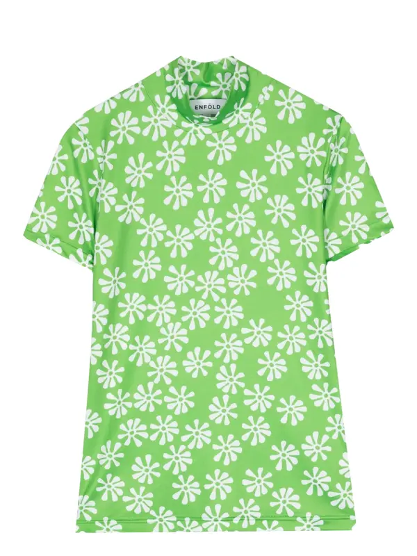 ENFOLD Floral-print T-shirt - Green