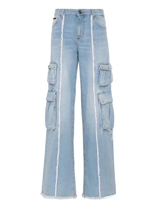 Philipp Plein Wide-leg Cargo Jeans - Blue