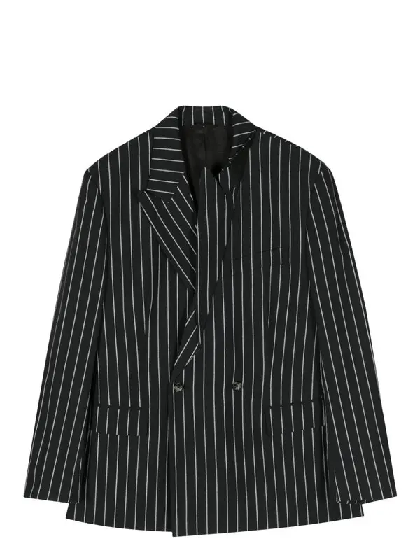 MARINA YEE Striped Double-breasted Blazer - Black