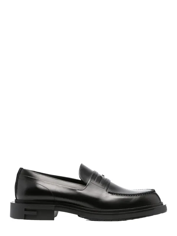 Fendi Frame Leather Loafers - Black