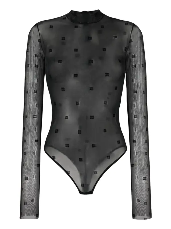 Givenchy Logo-print Mesh Bodysuit - Black