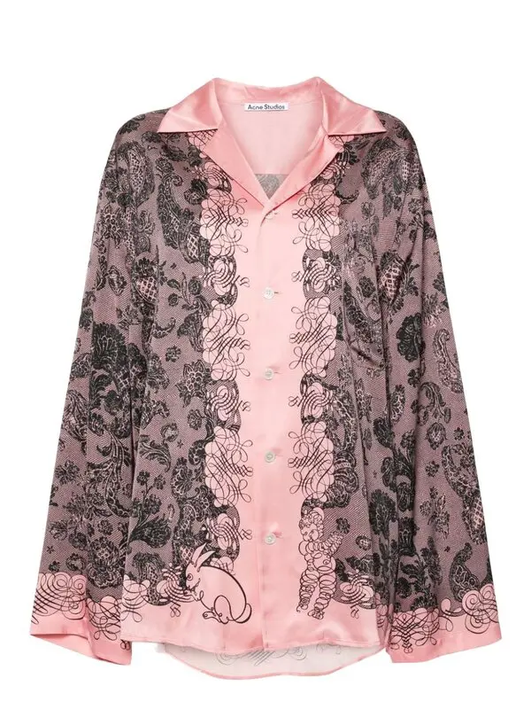 Acne Studios Floral-print Satin Shirt - Pink