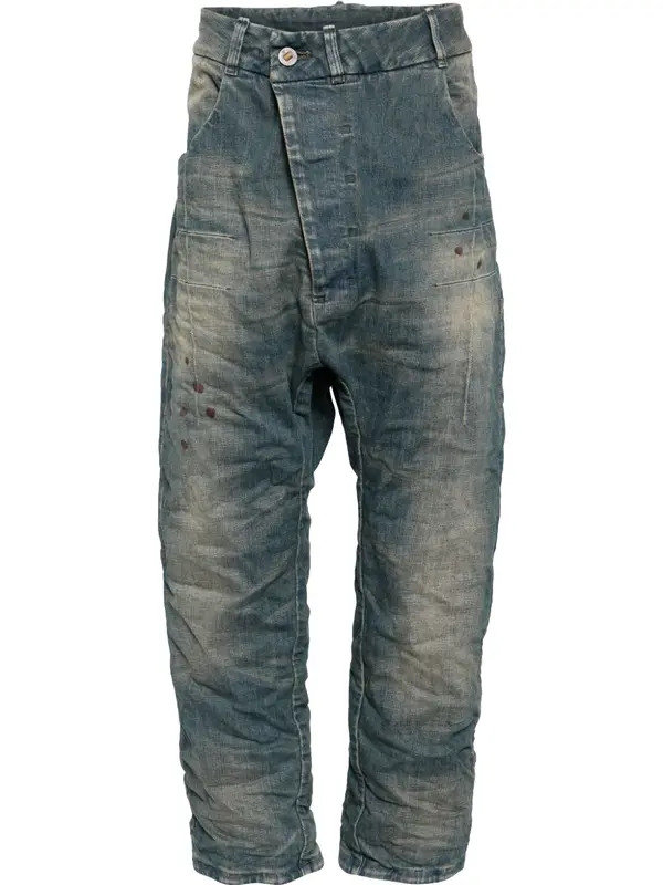 Boris Bidjan Saberi Asymmetric Drop-crotch Jeans - Blue