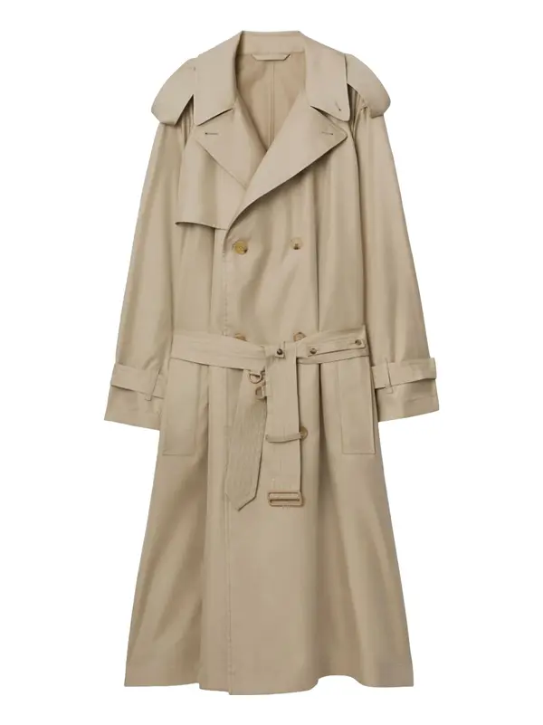 Burberry Double-breasted Silk Trench Coat - Neutrals