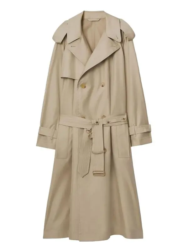 Burberry Double-breasted Silk Trench Coat - Neutrals