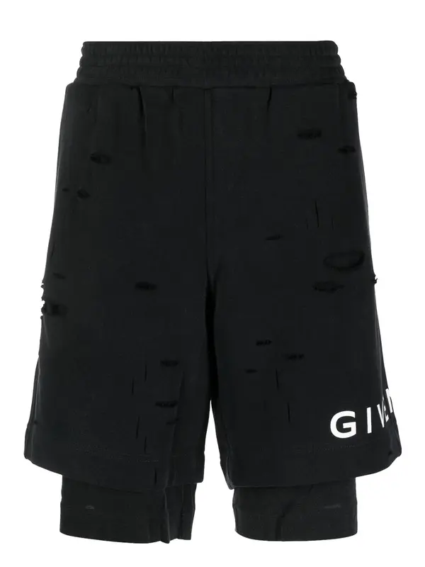 Givenchy Logo-print Knee-length Track Shorts - Black