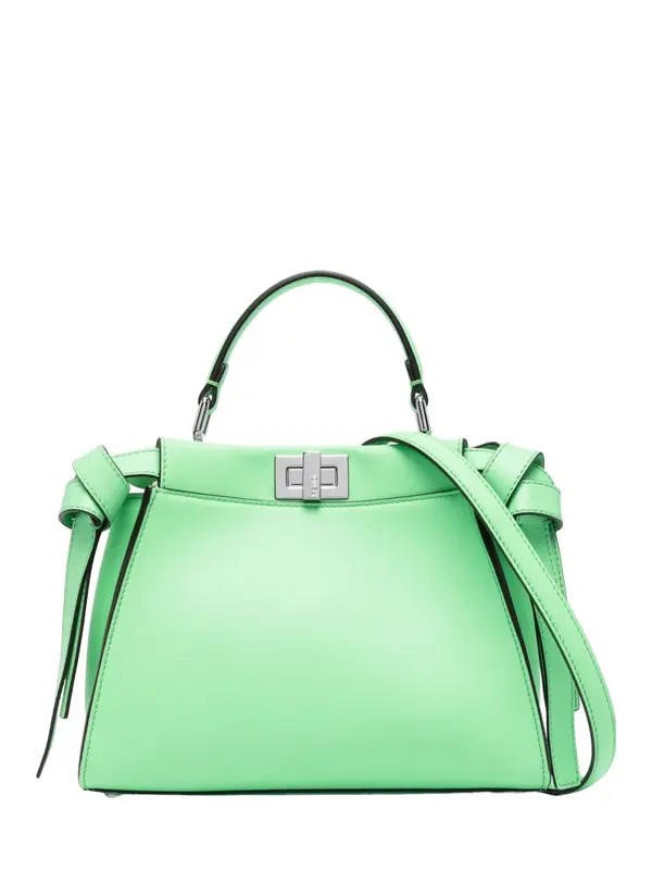 Fendi Mini Peekaboo Leather Shoulder Bag - Green