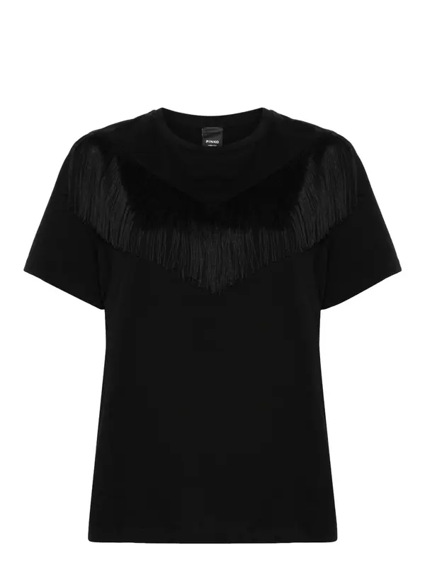 Pinko Fringe-detailed T-shirt - Black