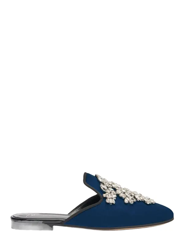 GIUSEPPE ZANOTTI Elsa Crystal Velvet Mules - Blue