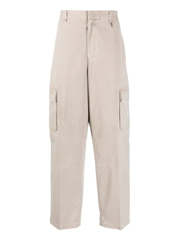 Fendi Logo-patch Wide-leg Trousers - Neutrals