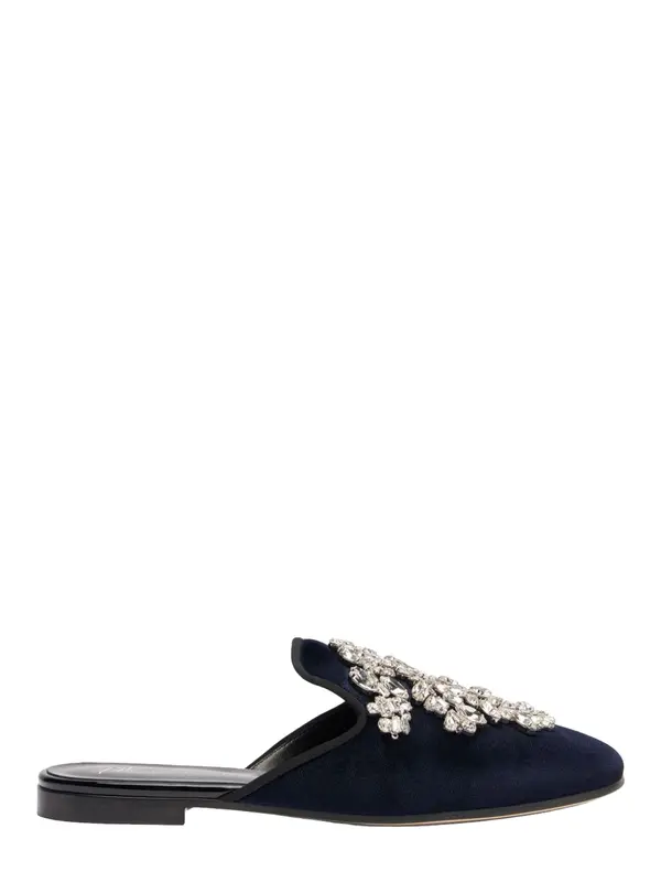 GIUSEPPE ZANOTTI Elsa Crystal Velvet Mules - Blue