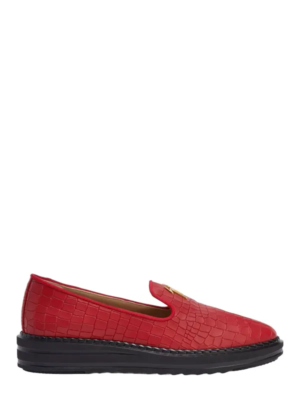 GIUSEPPE ZANOTTI Logo-lettering Loafers - Red