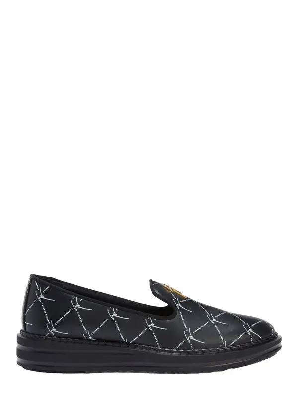 GIUSEPPE ZANOTTI Logo-lettering Loafers - Black