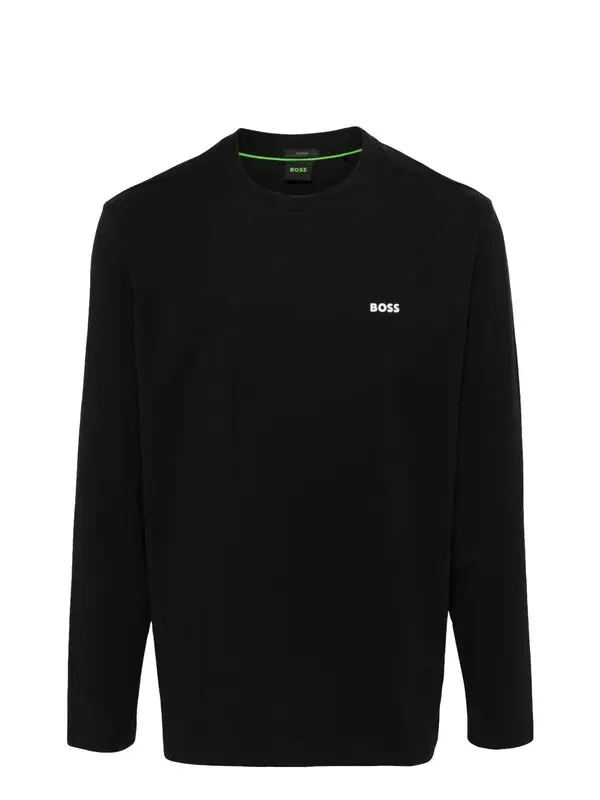 BOSS Rubberised-logo Long-sleeve T-shirt - Black