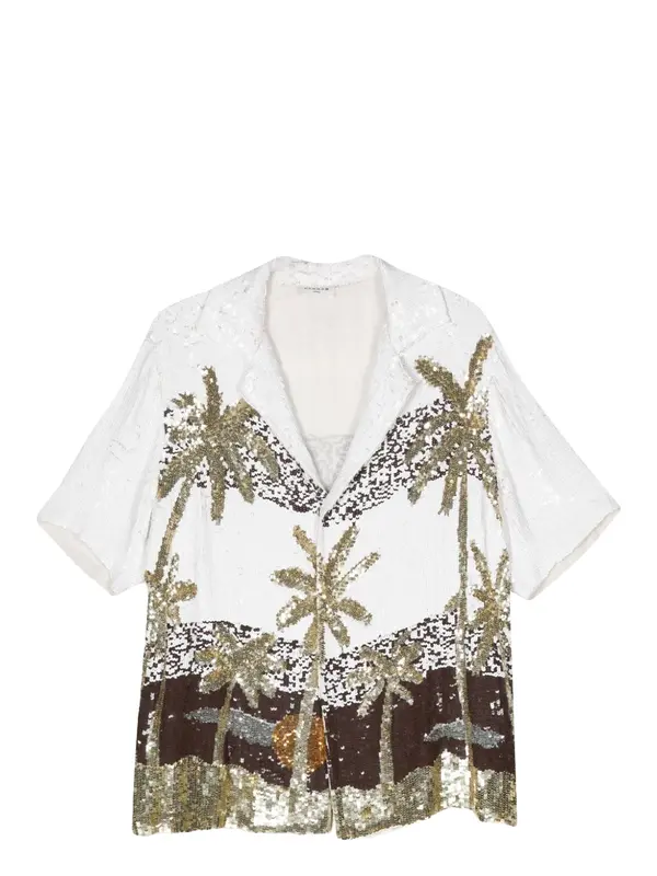P.a.r.o.s.h Palm Tree Sequin-embellished Shirt - White