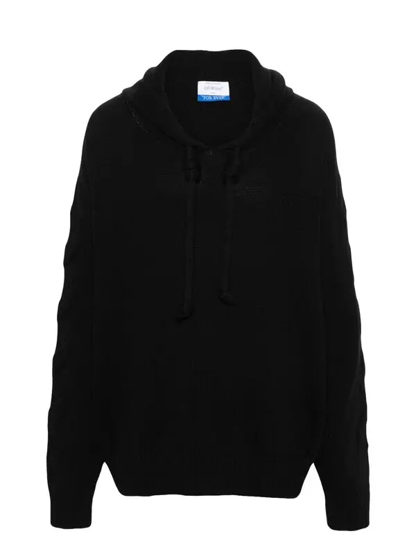Off-White Embossed-logo Knitted Hoodie - Black