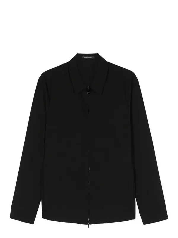 Emporio Armani Waffle-effect Zip-up Jacket - Black