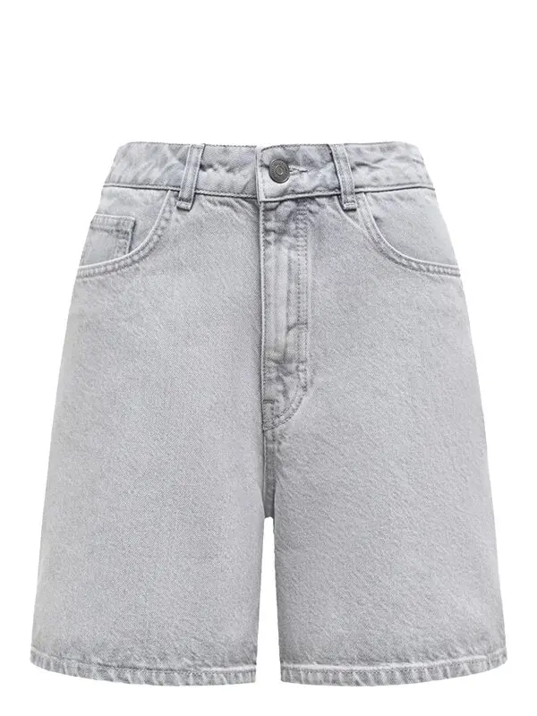 12 STOREEZ Logo-patch High-rise Denim Shorts - Grey