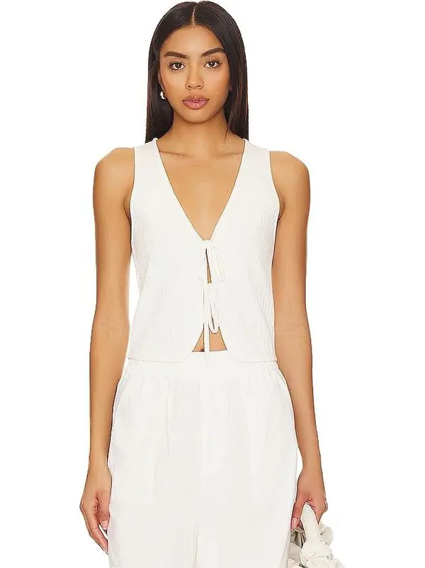 Show Me Your Mumu Time Out Tie Top - White Rib Knit