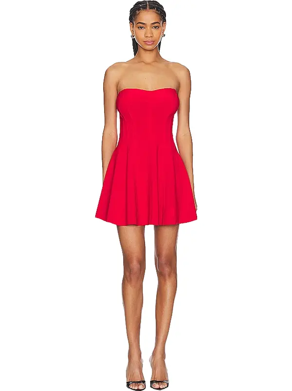Norma Kamali Grace Strapless Mini Dress - Tiger Red