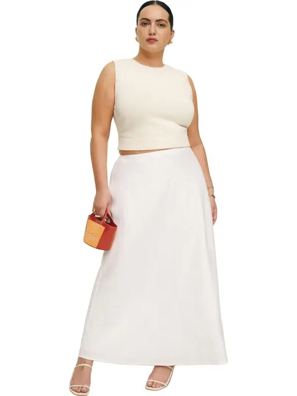 REFORMATION Layla Linen Skirt Es - Ivory