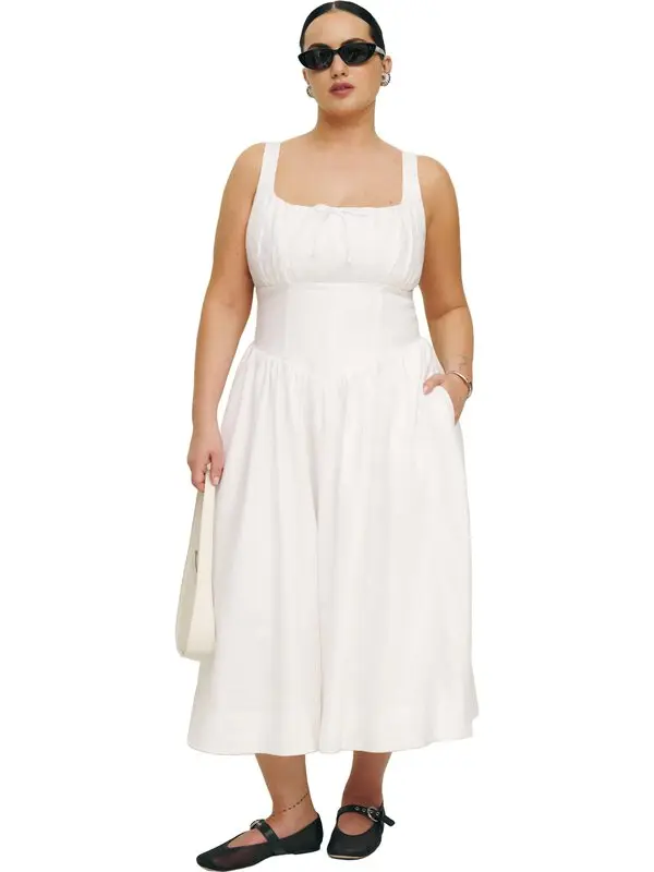 REFORMATION Balia Linen Dress - Ivory