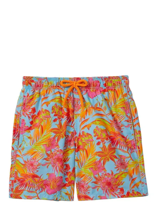 Vilebrequin Tropical Print Drawstring Swim Shorts - Santorin Orange