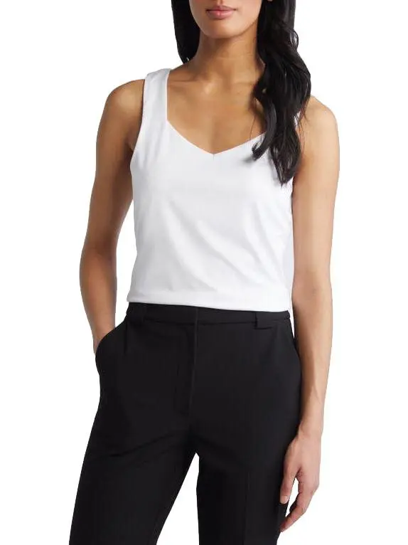 Halogen Sweetheart Sleeveless Knit Top - Bright White