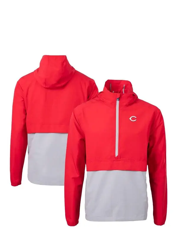 Cutter & Buck Cincinnati Reds Charter Eco Recycled Half-zip Anorak Jacket - Red