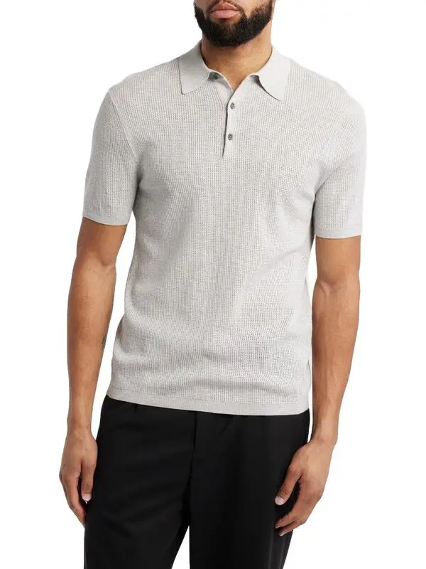 ALLSAINTS Aubrey Ribbed Polo - Light Grey