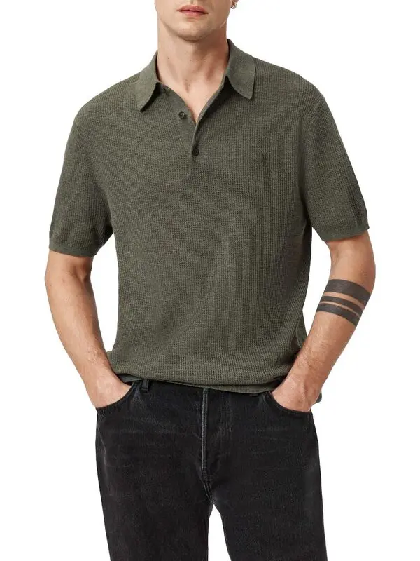 ALLSAINTS Aubrey Ribbed Polo - Maple Green