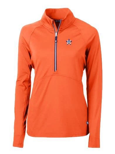 Cutter & Buck Houston Astros Adapt Eco Knit Stretch Half-zip Pullover Top - Orange