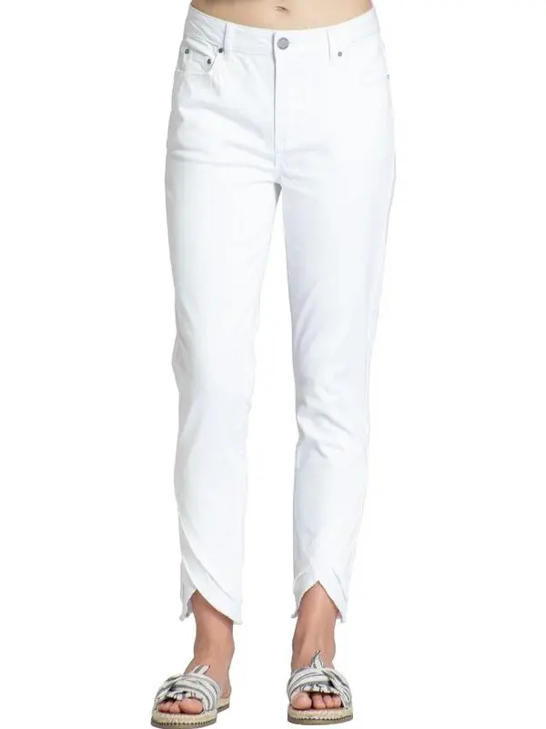 APNY Liberty Double Tulip Hem Ankle Skinny Jeans - White
