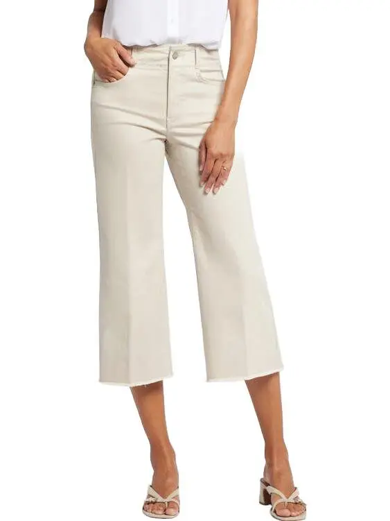 NYDJ Brigitte Frayed High Waist Wide Leg Capri Jeans - Feather
