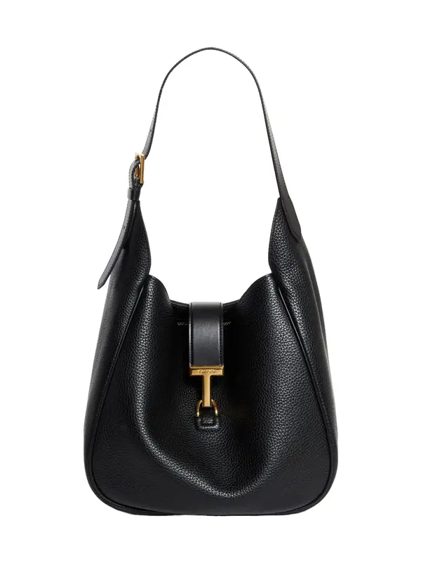 TOM FORD Medium Monarch Leather Hobo Bag - Black