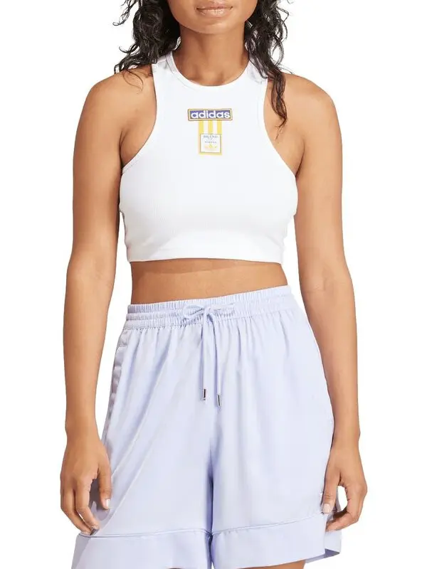 Adidas Adibreak Crop Racerback Tank Top - White