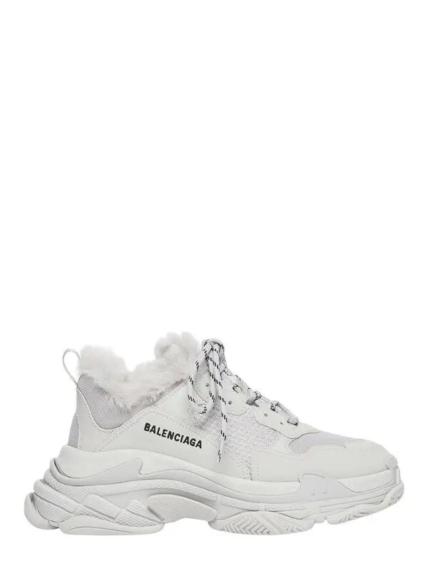 Balenciaga Triple S Fake Fur Sneakers - Grey