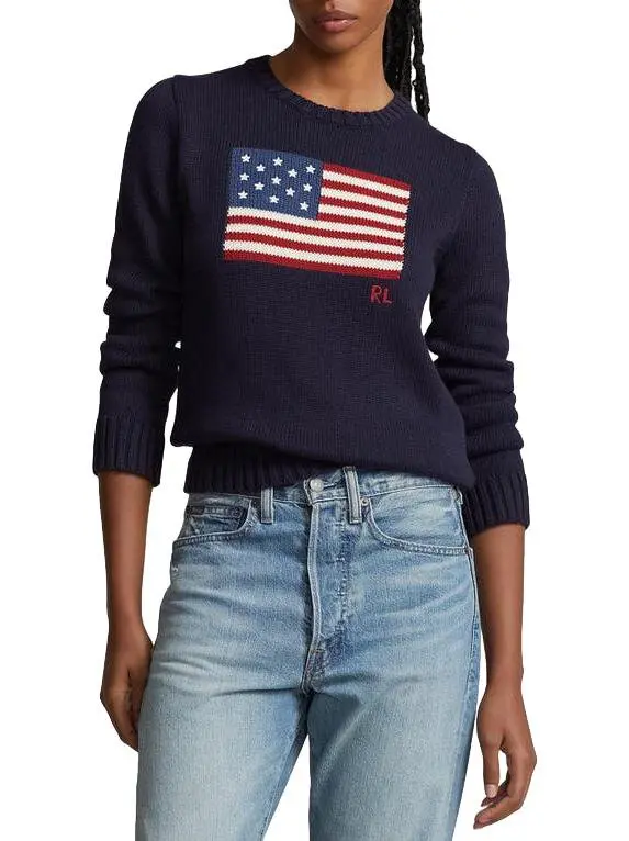 Polo Ralph Lauren Flag Crewneck Sweater - Navy