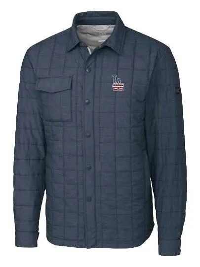 Cutter & Buck Los Angeles Dodgers Americana Rainier Quilted Shirt Jacket - Gray