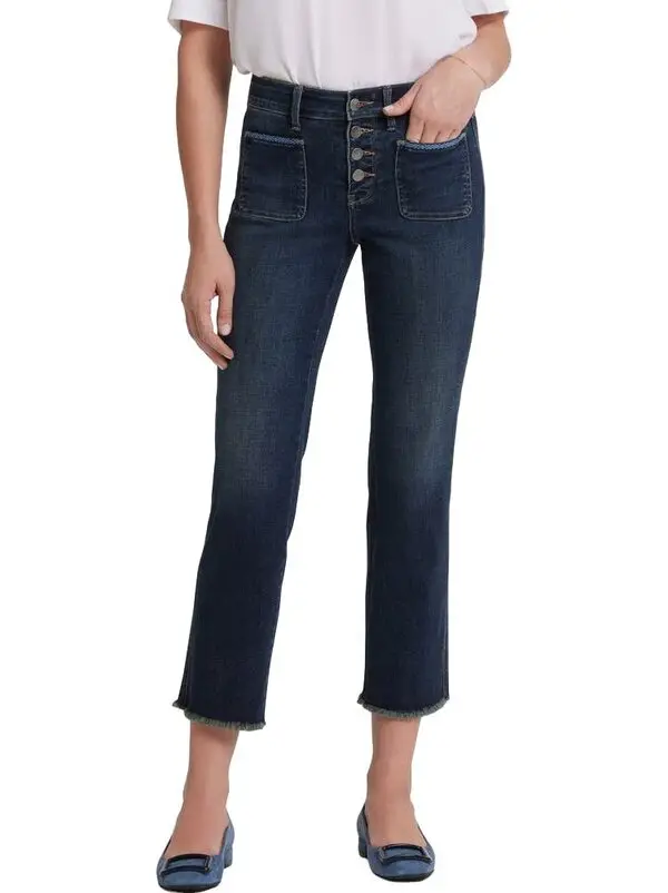 NYDJ Marilyn Frayed Ankle Straight Leg Jeans - Lotus Gardens