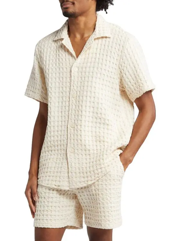 Oas Waffle Knit Camp Shirt - Offwhite
