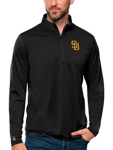 ANTIGUA San Diego Padres Tribute Quarter-zip Pullover Top - Black