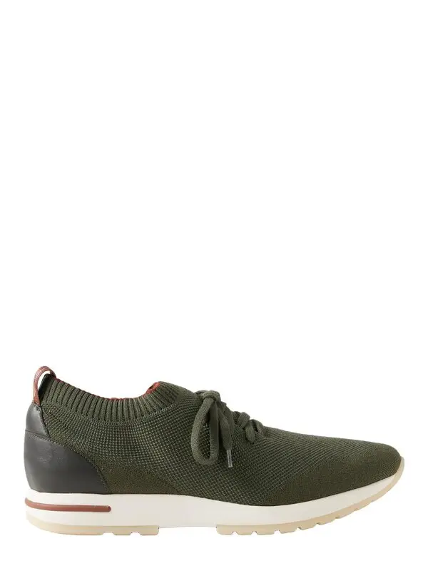 Loro Piana 360 Flexy Walk Leather-trimmed Wish® Wool Sneakers - Green