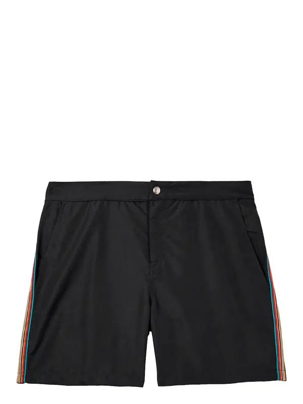 Paul Smith Slim-fit Striped Recycled Swim Shorts - Black