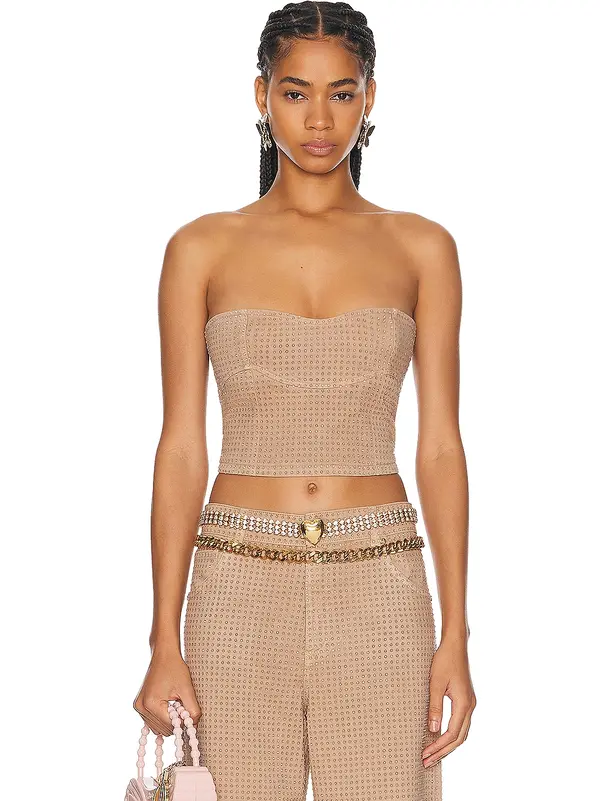 Blumarine Bustier Top With Rhinestones - Nuts