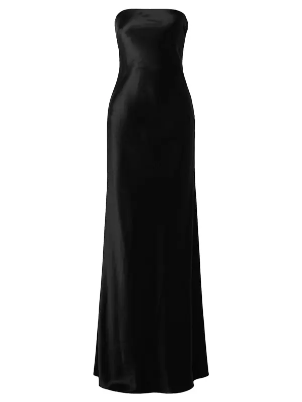 SALON 1884 Net Sustain Linea Strapless Silk-satin Gown - Black