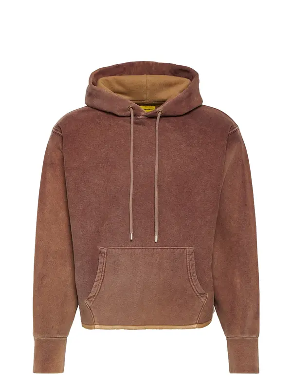 NOTSONORMAL Raw Edge Cotton Fleece Hoodie - Brown