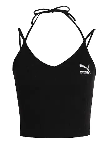 PUMA Classics Ribbed Crop Top - Black