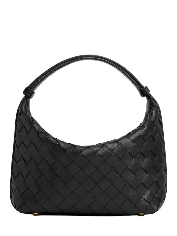 BOTTEGA  VENETA Bottega Veneta Wallace Intrecciato Leather Shoulder Bag - Black